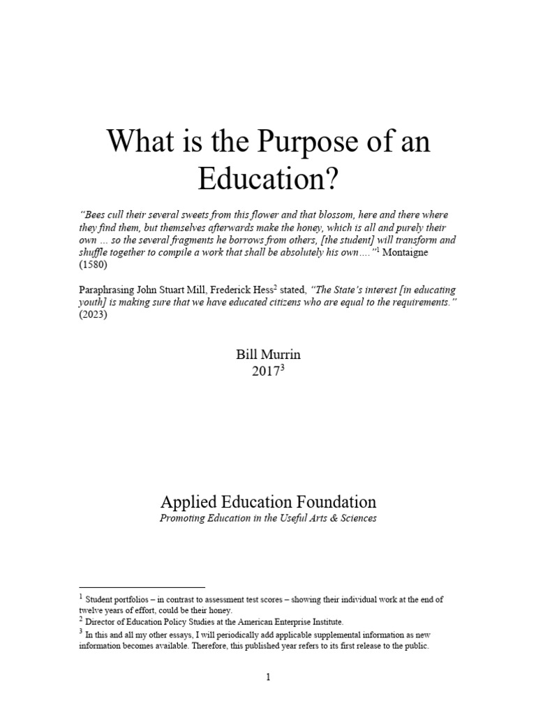 What Is The Purpose of An Education | PDF | Stoicism | Rhetoric