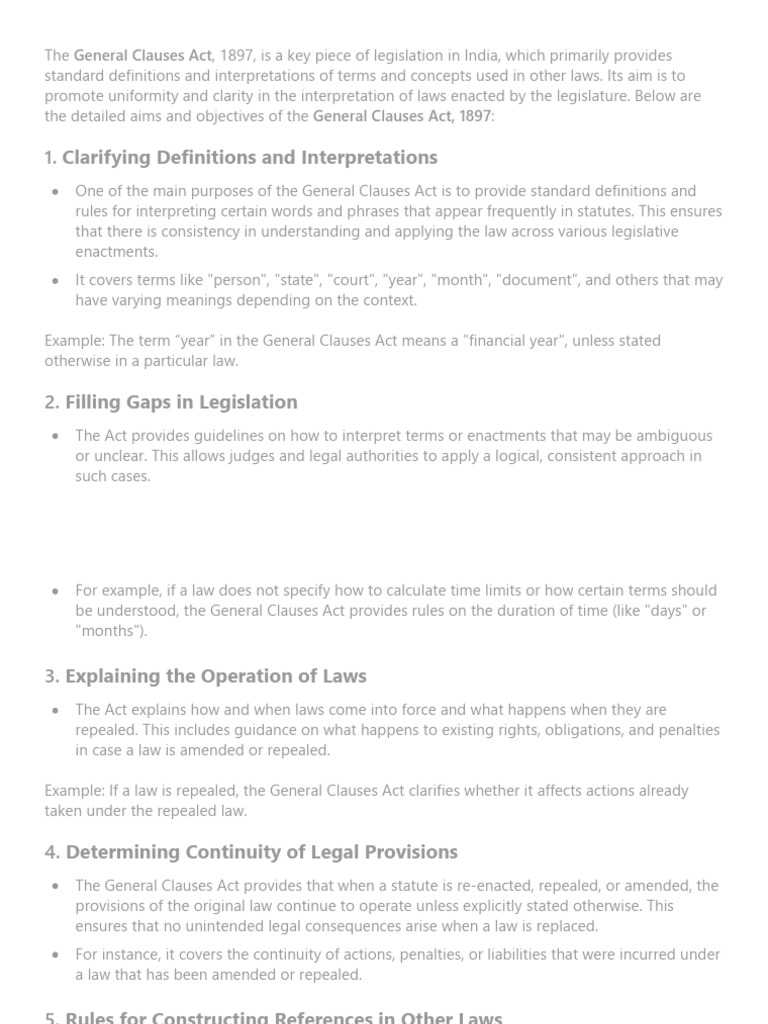 Aims and Objectives of General Clauses Act | PDF | Repeal | Justice