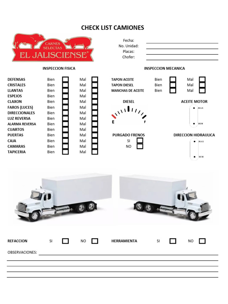 Inspección Mecánica de Camiones | PDF