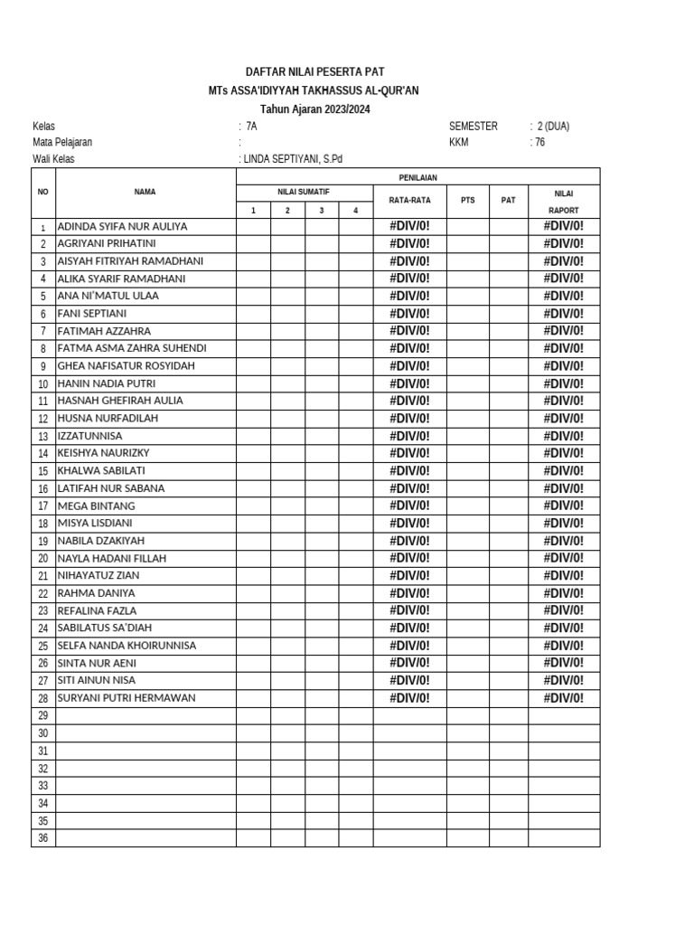 Format Nilai Rdm Pdf