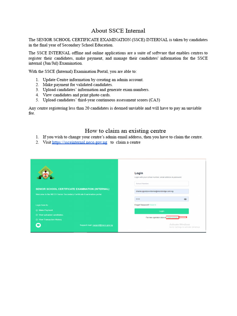 SSCE Internal User Guide | PDF | Password | Login