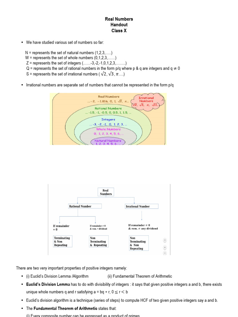 Real Numbers Handout | PDF