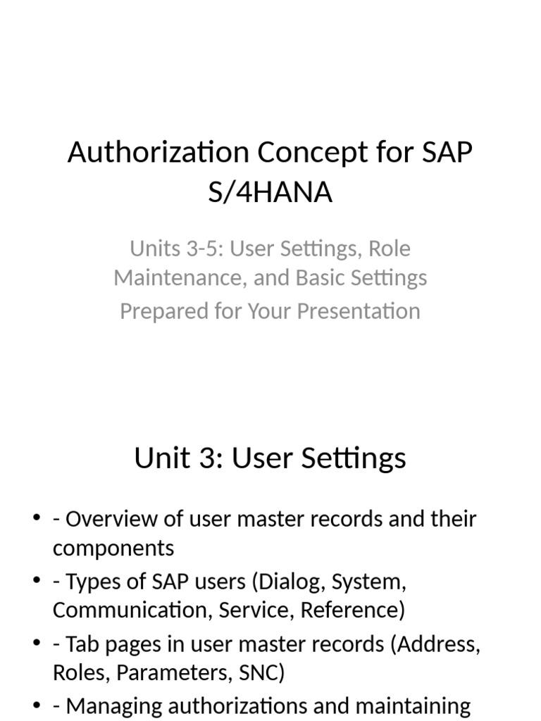 SAP Authorization Units 3 5 | PDF