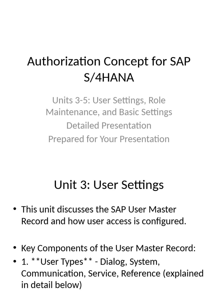 SAP Authorization Units 3 5 Detailed | PDF