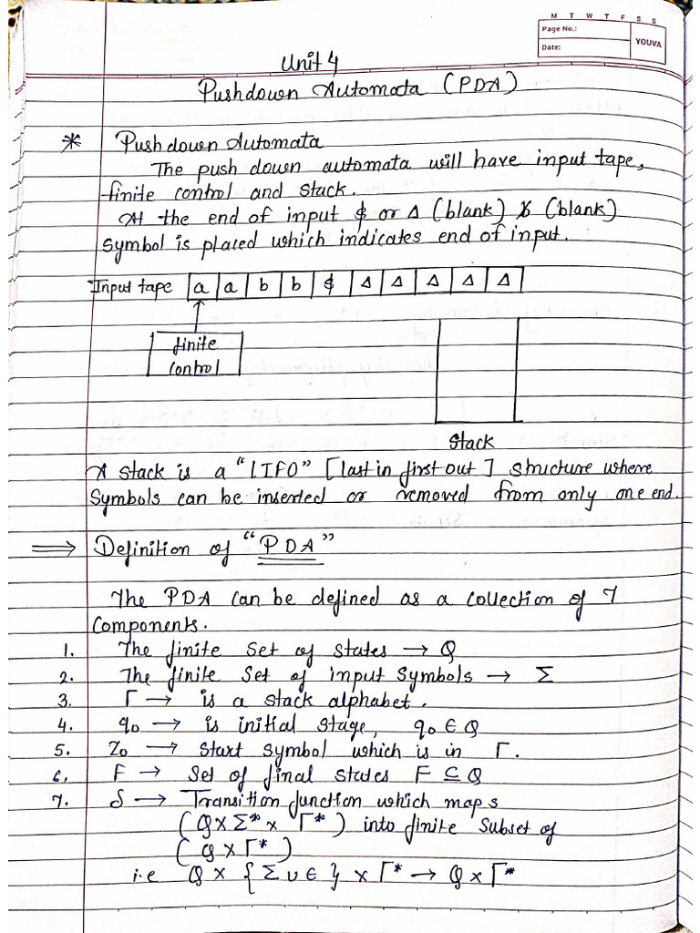 FLAT UNIT - 3 Push Down Automata | PDF