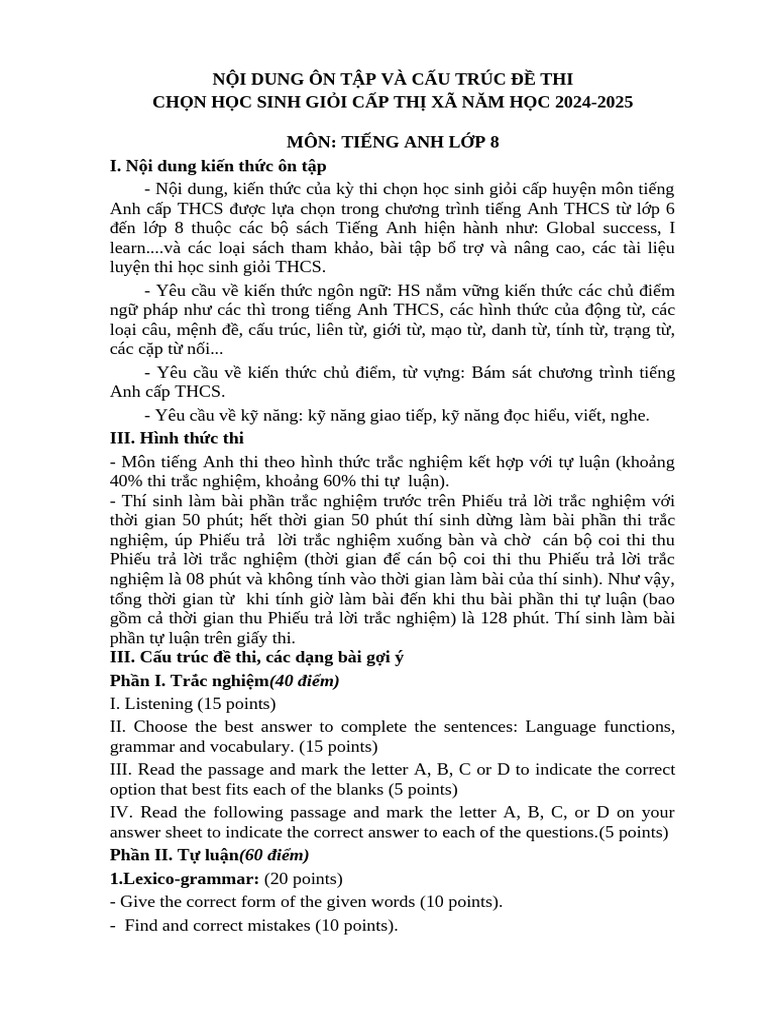 HSG - Lop 8 Cap TX | PDF