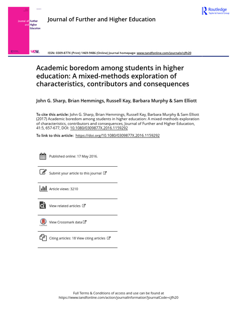 Exploring Academic Boredom in Higher Education | PDF | Survey ...