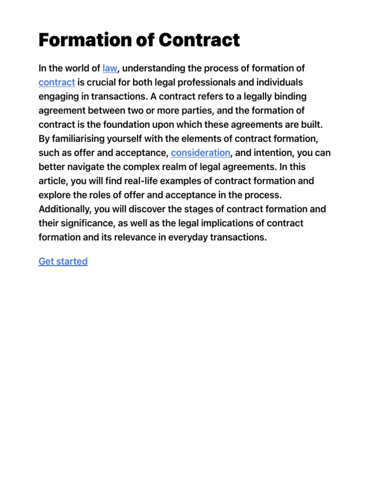 Formation of Contract - Elements, Stage & Meaning - StudySmarter | PDF