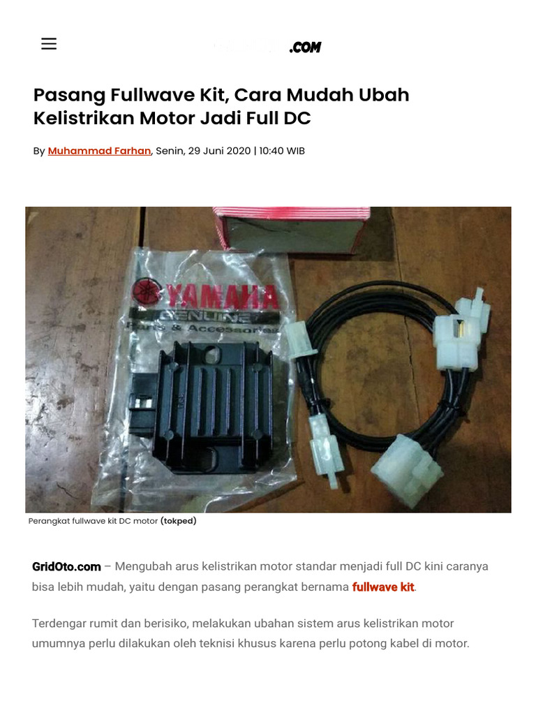 Pasang Fullwave Kit, Cara Mudah Ubah Kelistrikan Motor Jadi Full DC - Semua Halaman | PDF