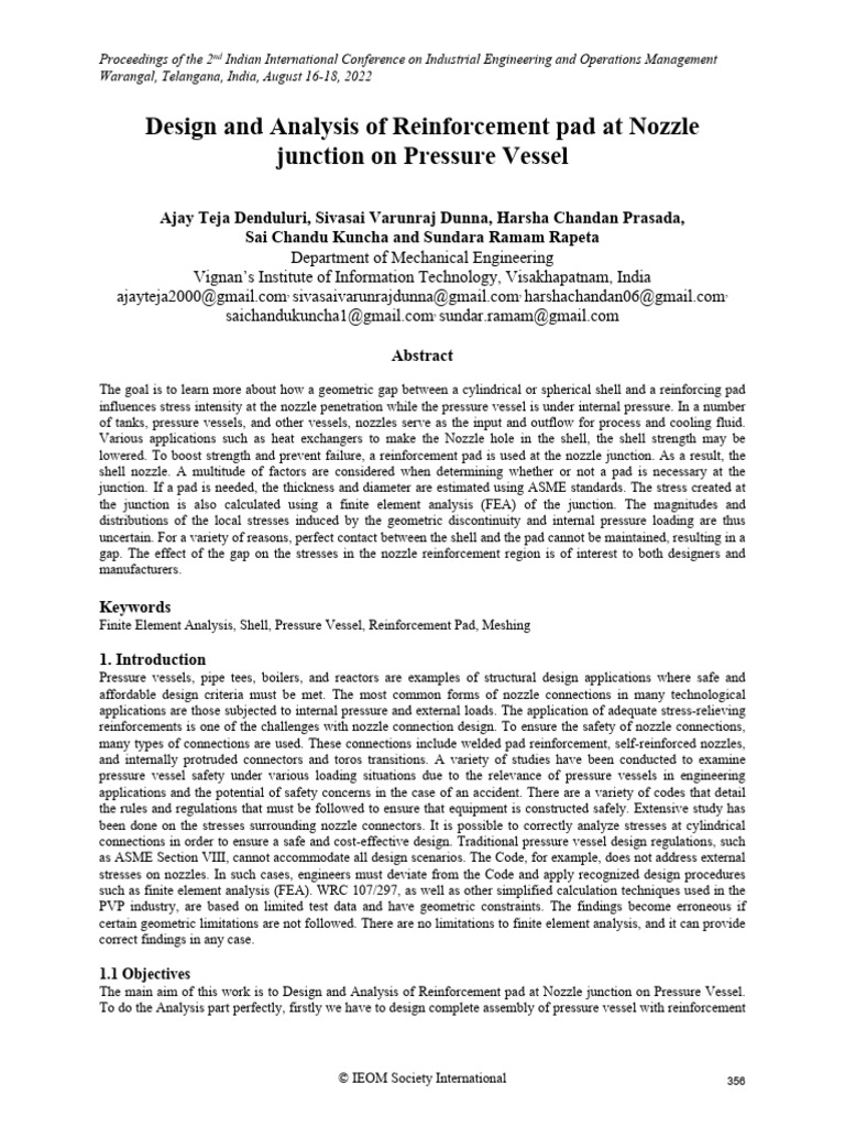 Reinforcing PAD at Nozzle Junctions | PDF | Deformation (Engineering ...