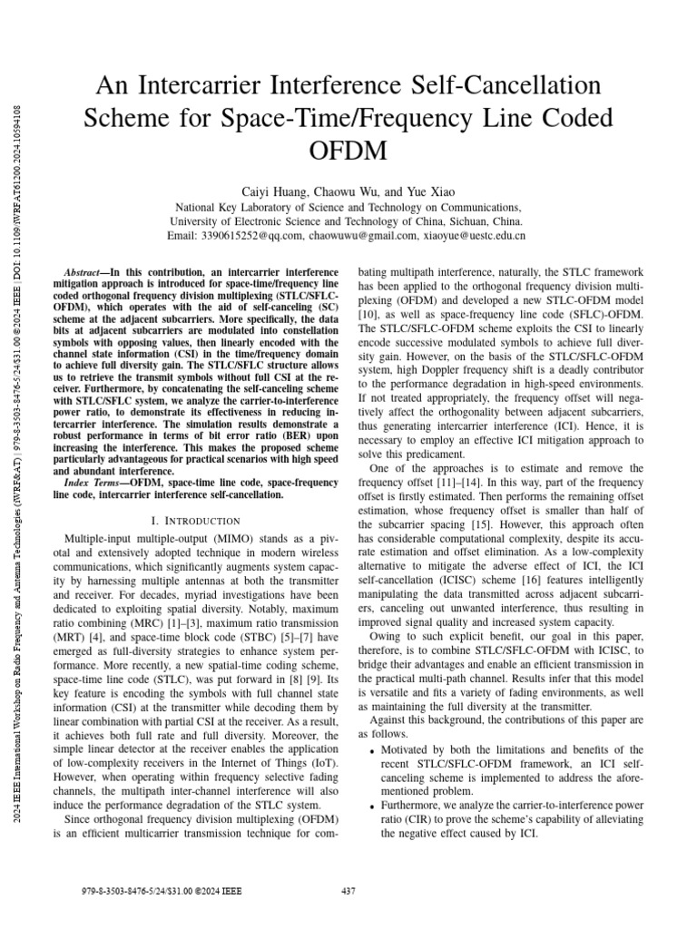008 An Intercarrier Interference Self Cancellation Scheme For Space Time Frequency Line Coded