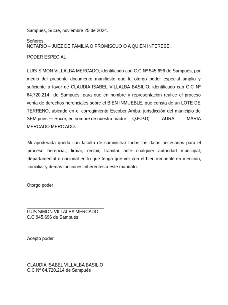 Poder Luis Simon Villalba Mercado | PDF