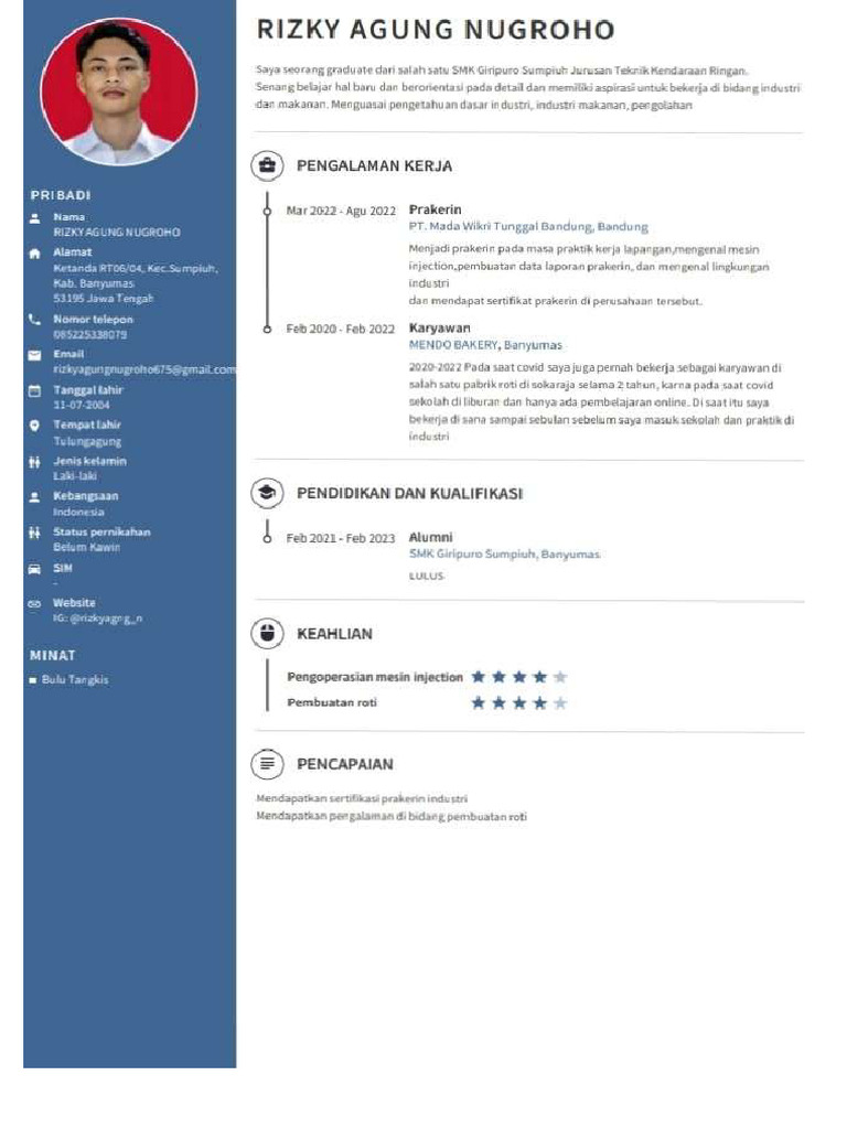CV+Berkas Rizky Agung Nugroho | PDF