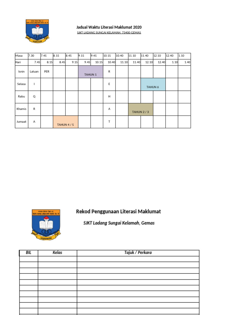 Jadual Literasi Maklumat | PDF