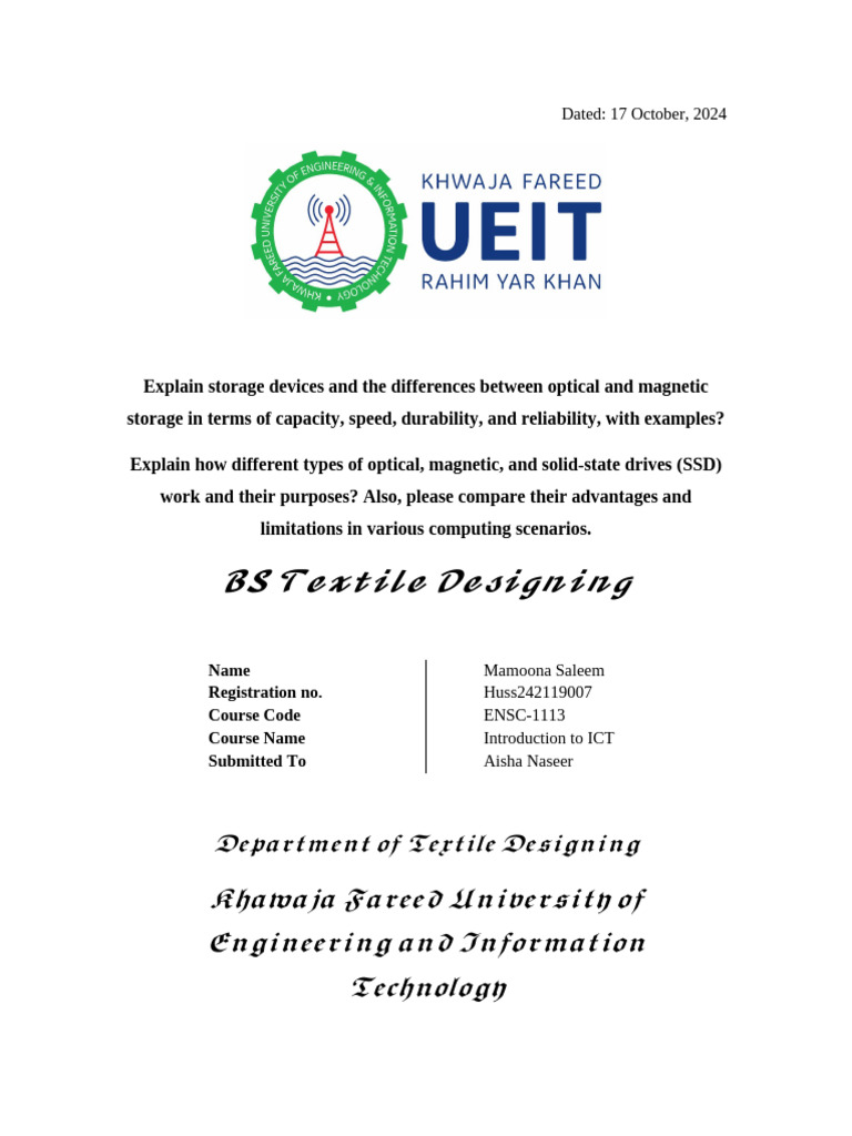 Storage Devices Assignment | PDF | Computer Data Storage | Solid State Drive