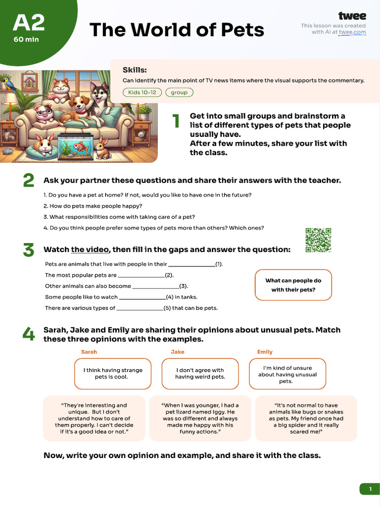 The World of Pets A2 | PDF