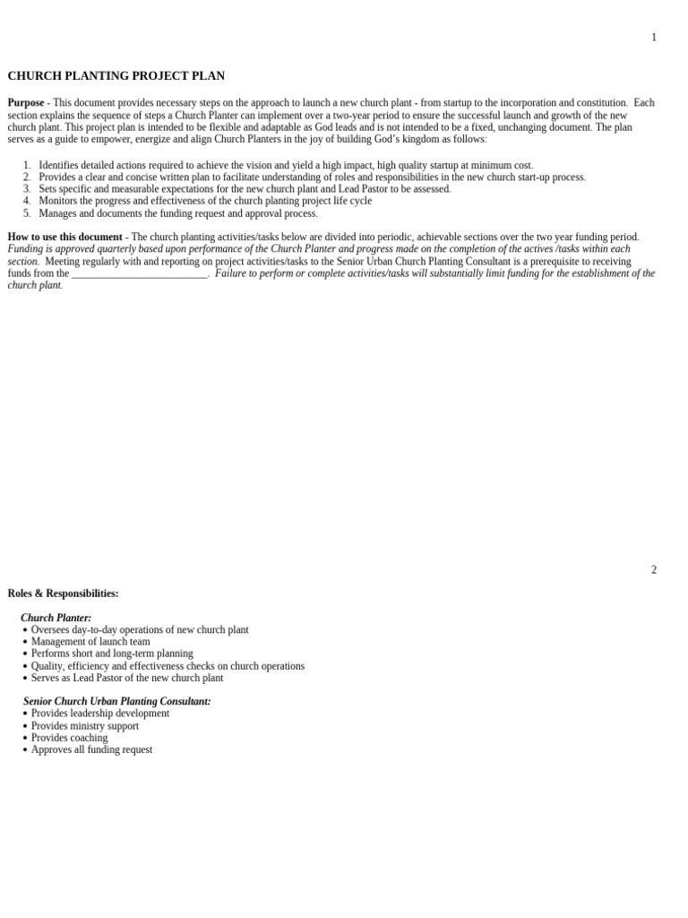 Church Planting Project Guide | PDF | Project Management