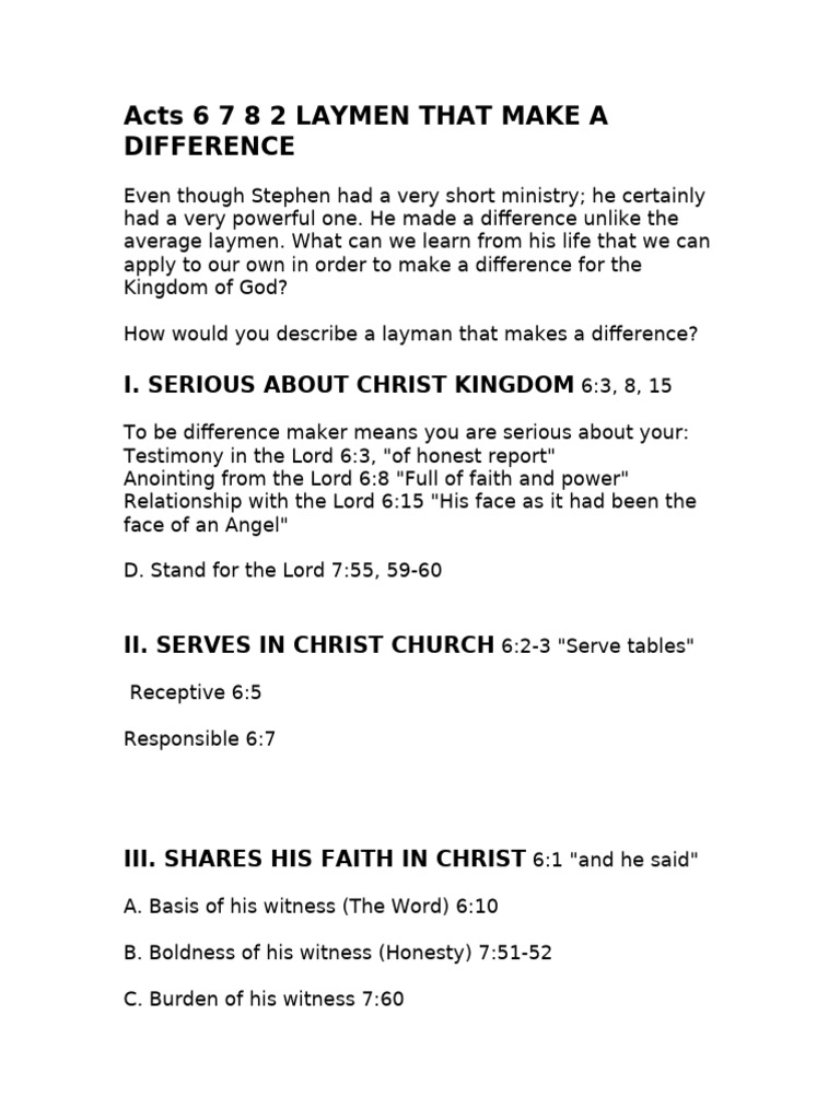Laymen Making a Difference in Christ | PDF