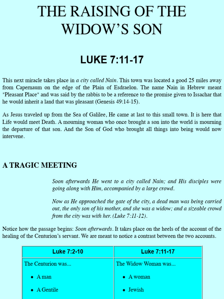 The Raising of The Widow's Son | PDF | Aslan | Jesus