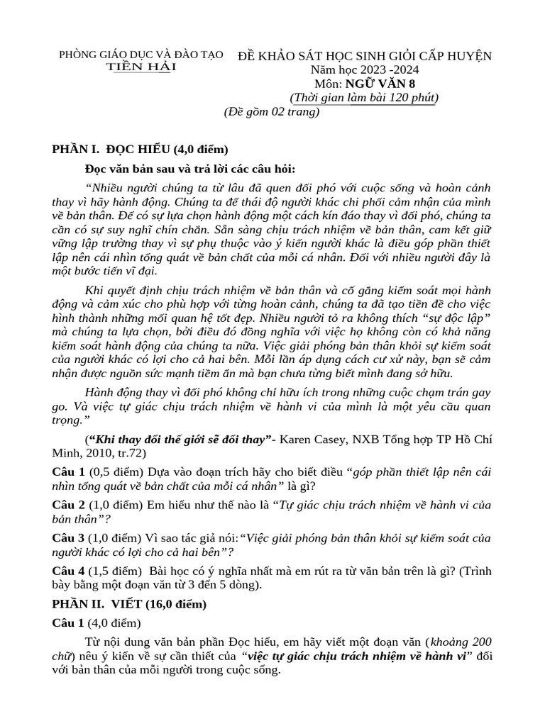 HSG Văn 8 23-24.TH | PDF