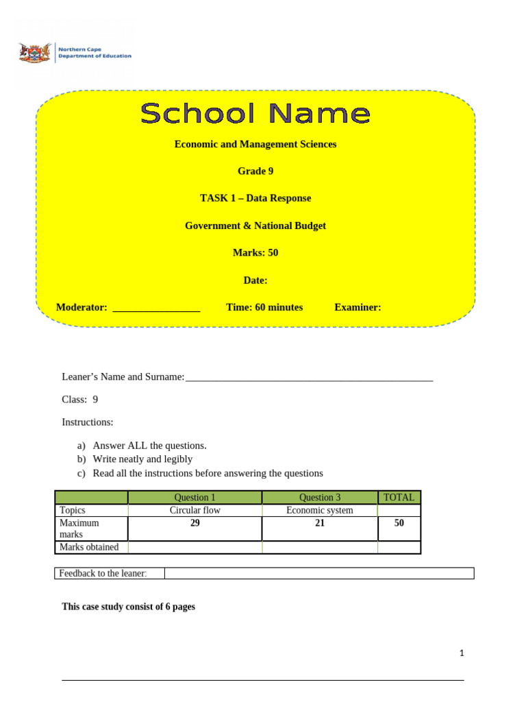 Grade 9 EMS Circular Flow Study Guide | PDF | Economics | Economies