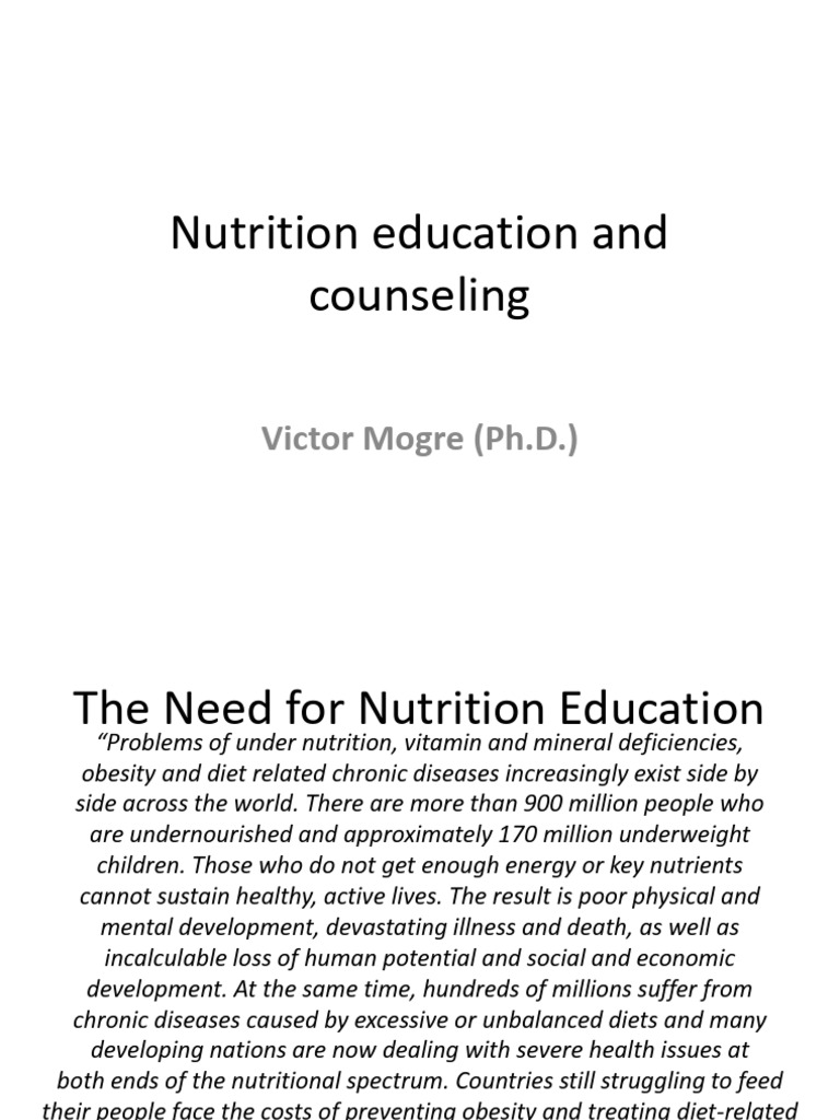 Nutrition Education and Counseling - 2022 | PDF | Malnutrition | Behavior