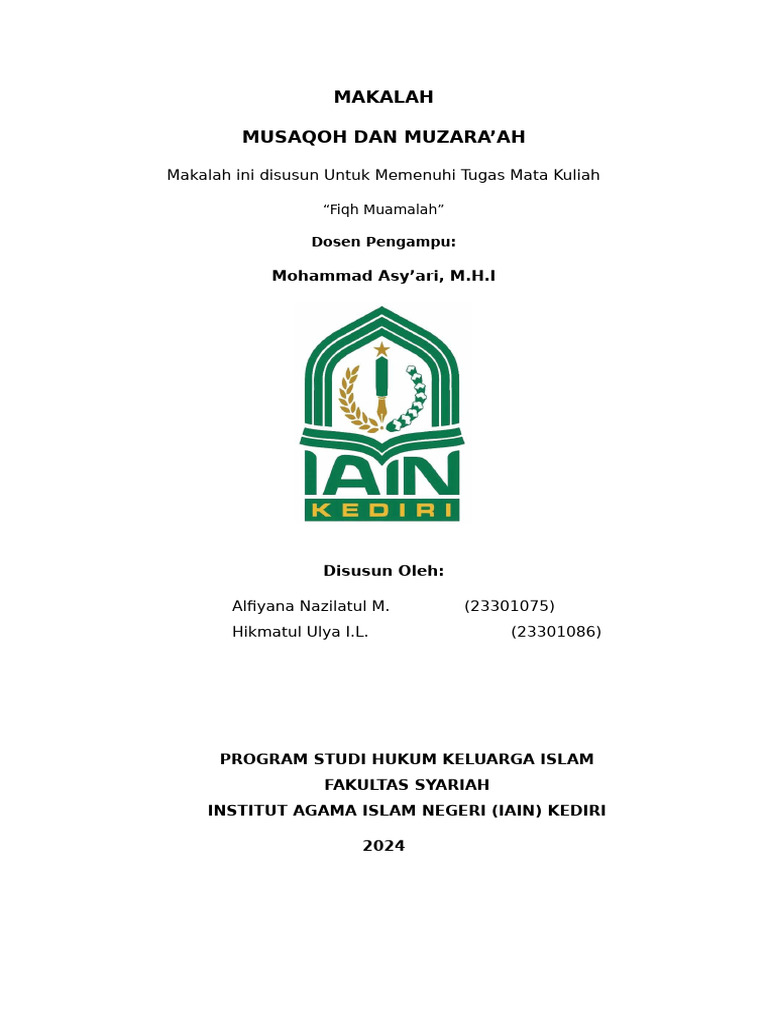 Musaqah dan Muzara’ah dalam Fiqh Muamalah | PDF