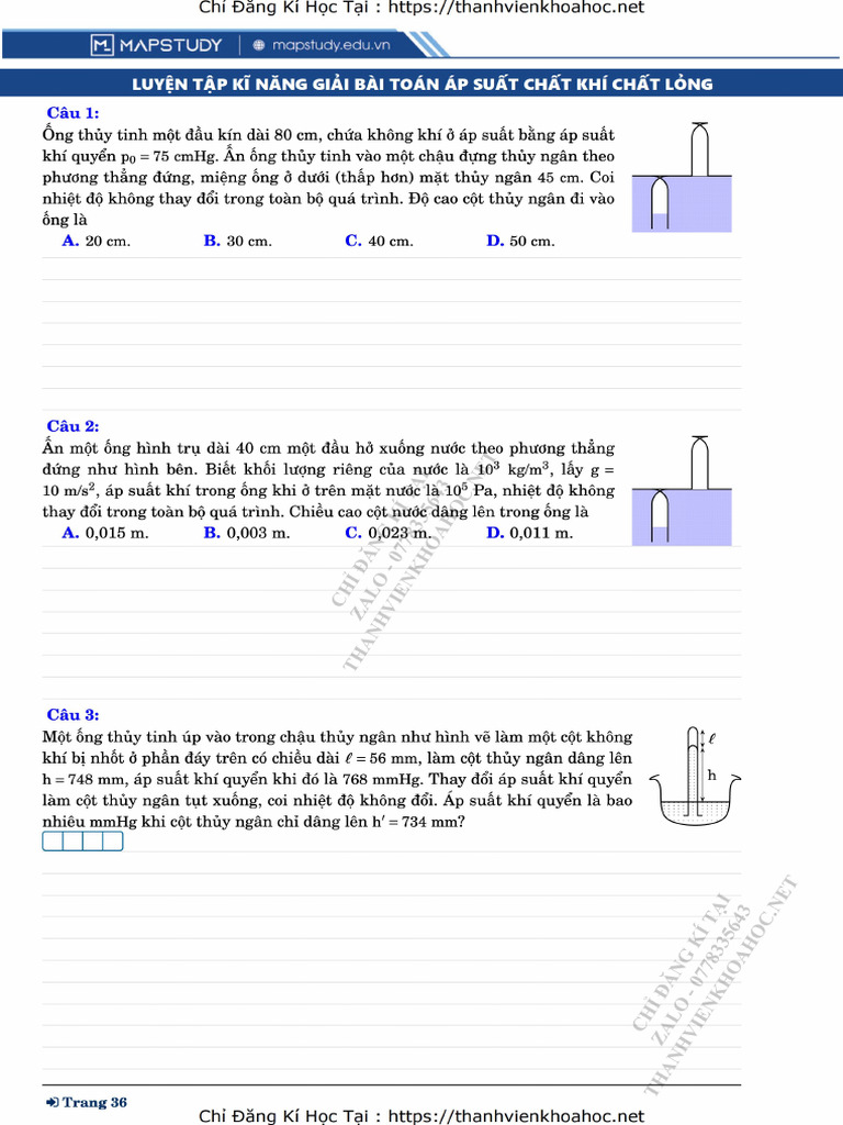 Tai Lieu Luyen Tap Ki Nang Giai Bai Toan AP Suat Chat Long Va Chat Khi | PDF