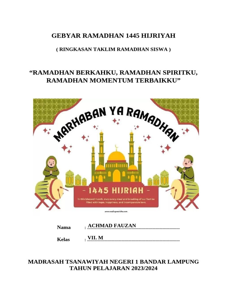 Form Ringkasan Taklim Siswa 2024 | PDF