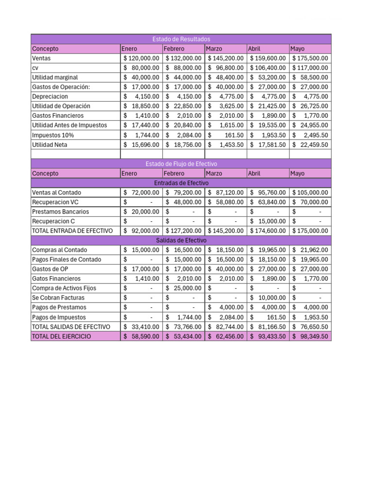 Ejercicio Estados de Resultados | PDF | Servicios financieros | Economias