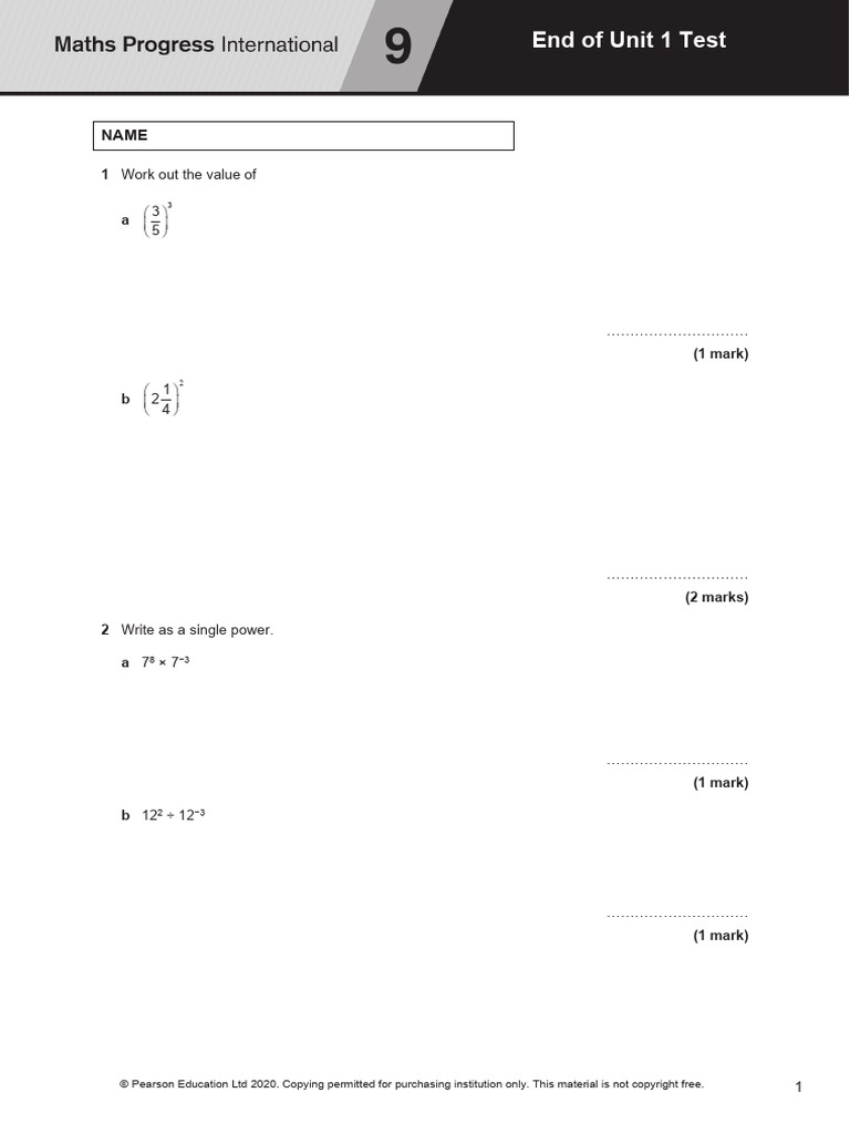 Mathsprog Int Pa Y9 U01 Test | PDF | Planets | Sun