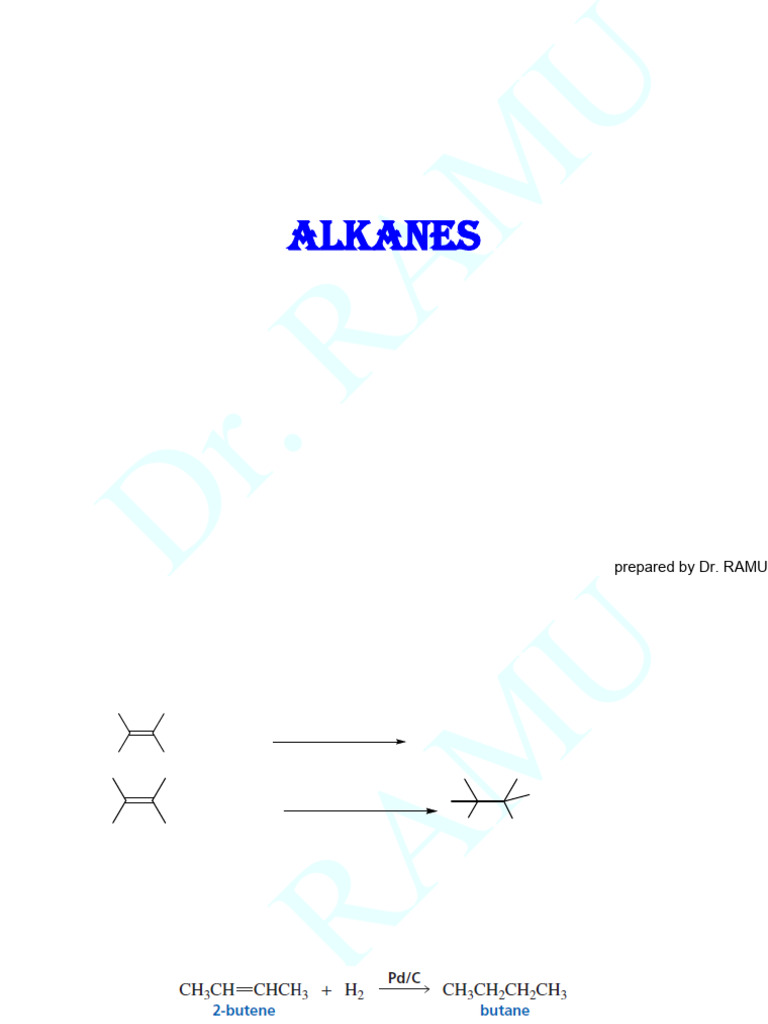 Preparation and Mechanism of Alkanes | PDF | Hydrogenation | Ether