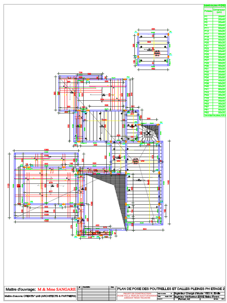 Plan de Pose Des Poutrelles Et Dalles Pleines PH Etage 2 | PDF