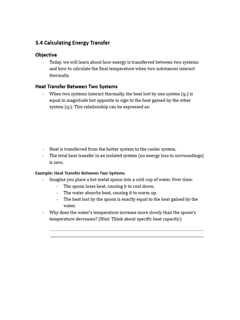 3.4 Calculating Energy Transfer | PDF | Heat | Heat Capacity