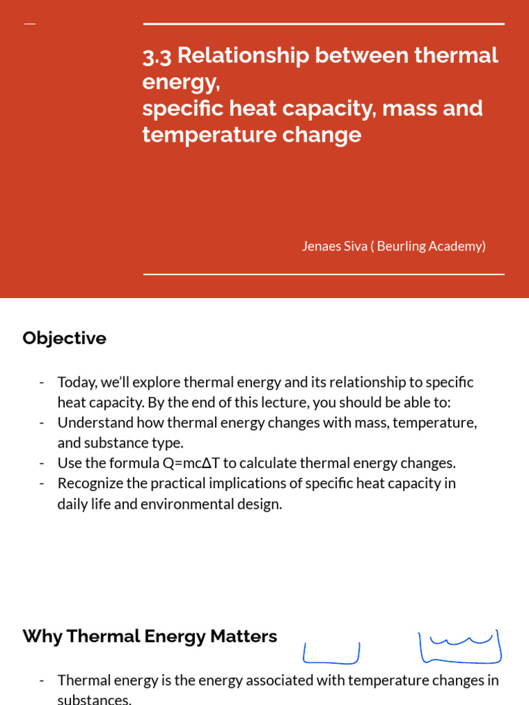 3.3 Relationship Between Thermal Energy, Specific Heat Capacity, Mass ...