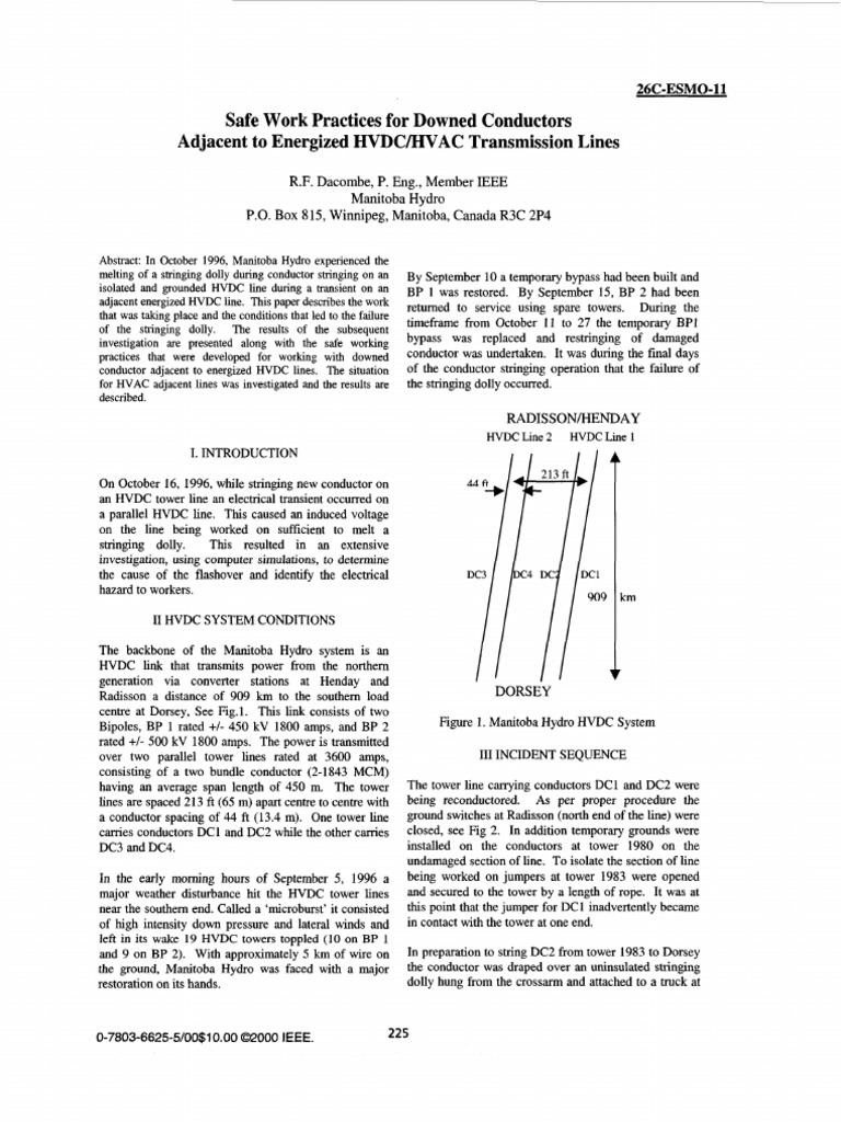 Safe Work Practices For Downed Conductors Adjacent To Energised HVDC ...