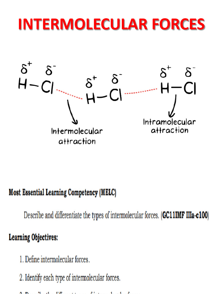 Melc 100 Intermolecular Forces | PDF | Intermolecular Force | Chemical Bond