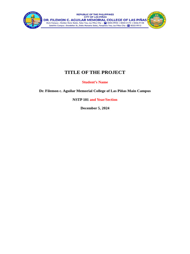 NSTP 101 Community Project Guidelines | PDF