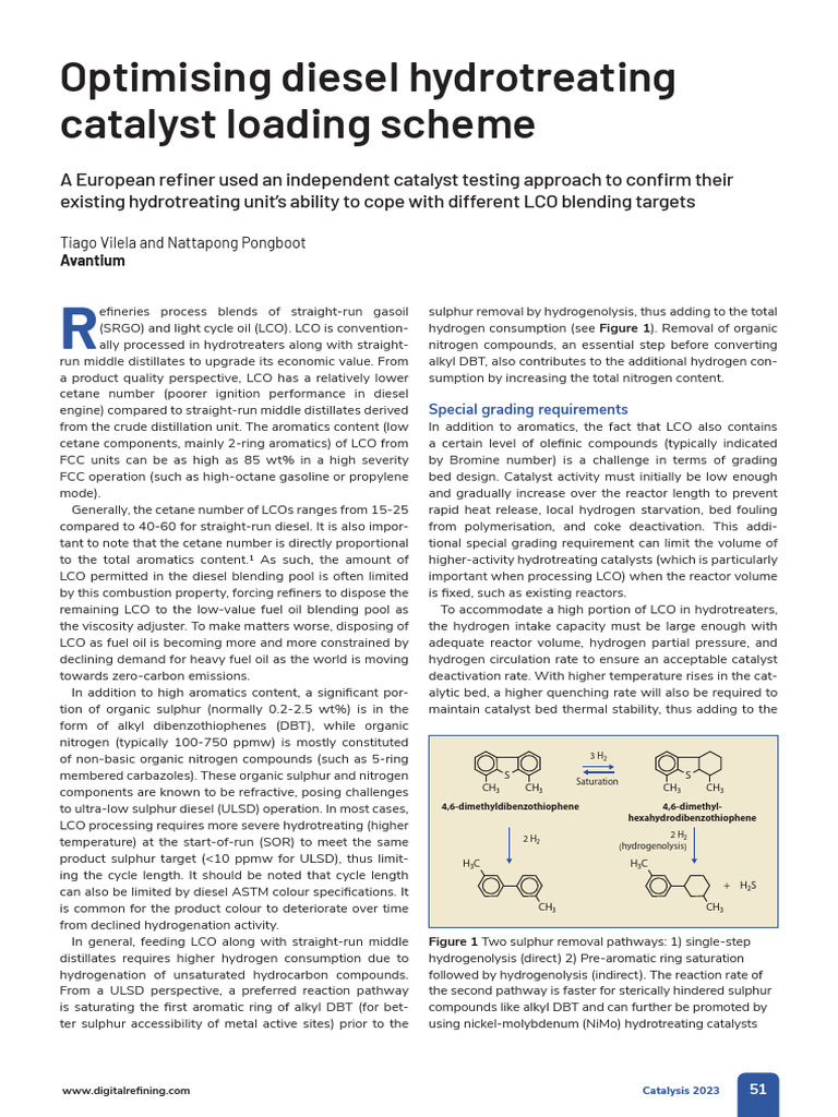 Optimising Diesel Hydrotreating Catalyst Loading Scheme | PDF | Diesel ... Optimising Diesel Hydrotreating Catalyst Loading Scheme | PDF | Diesel ...