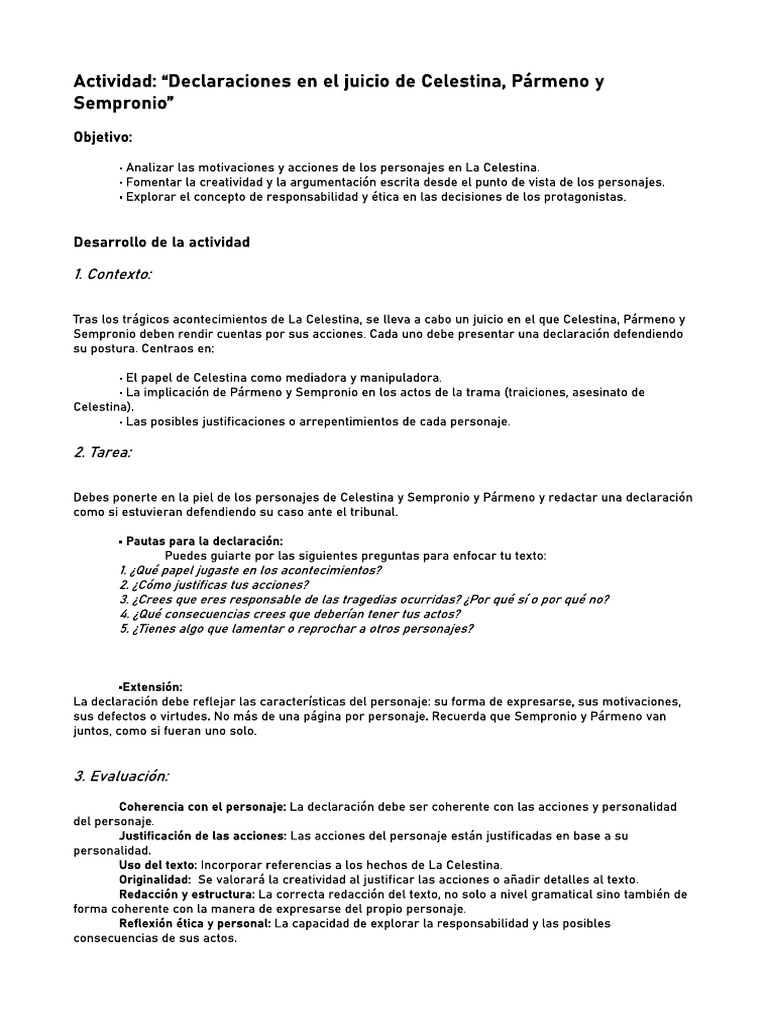 EL Juicio de Celestina y Sempronio y Parmeno | PDF