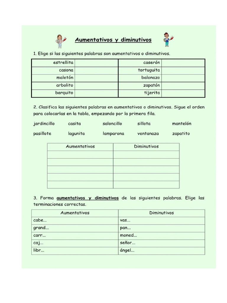 Aumentativos y Diminutivos | PDF