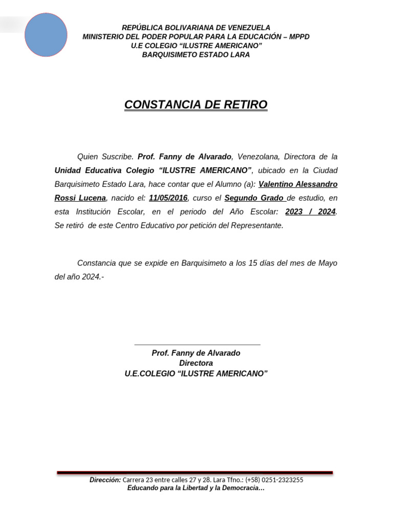 Constancia de Retiro | PDF