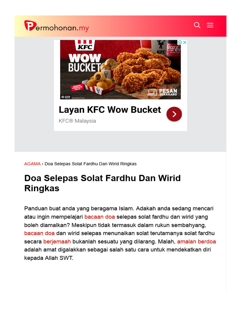 Doa Selepas Solat Fardhu Dan Wirid Ringkas Beserta Maksud | PDF