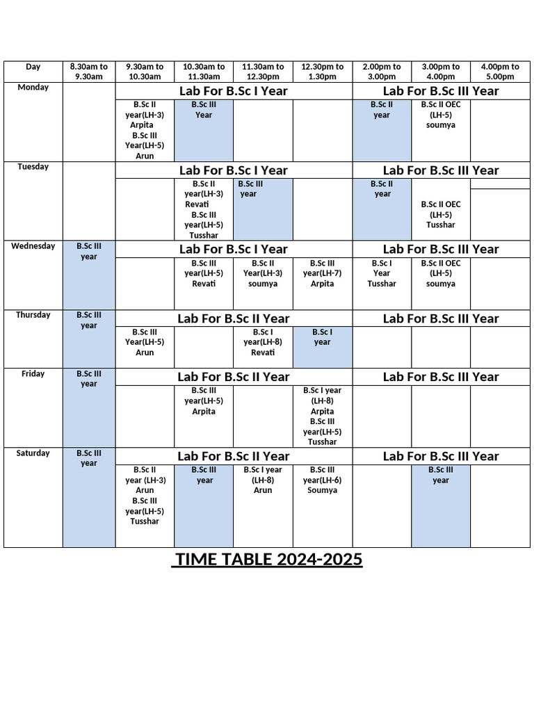 Time Table 24-25 FINAL | PDF