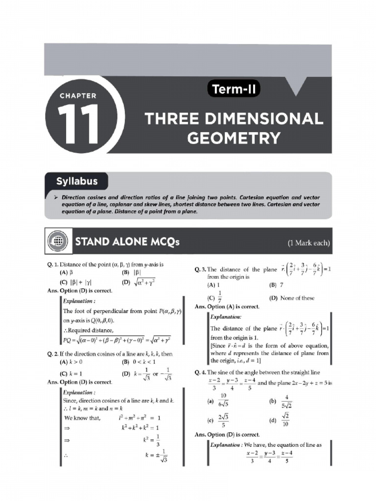 Three Dimensional Geometry | PDF