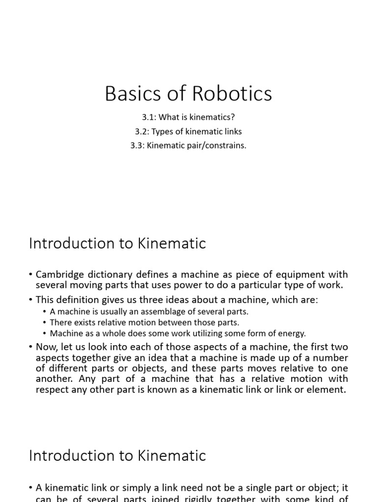 Understanding Kinematics in Robotics | PDF | Kinematics | Machines