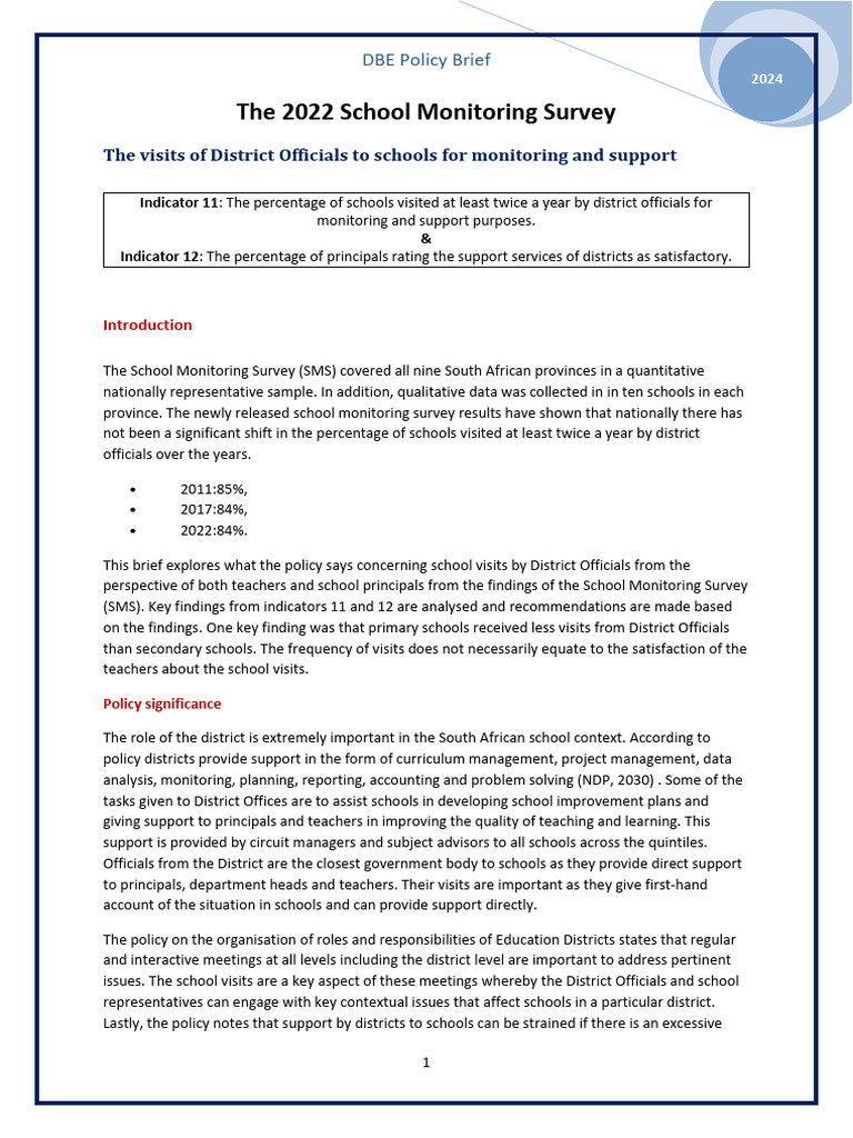 School Management Survey 2022 Policy Brief - District Support | PDF | Teachers | Behavior ...