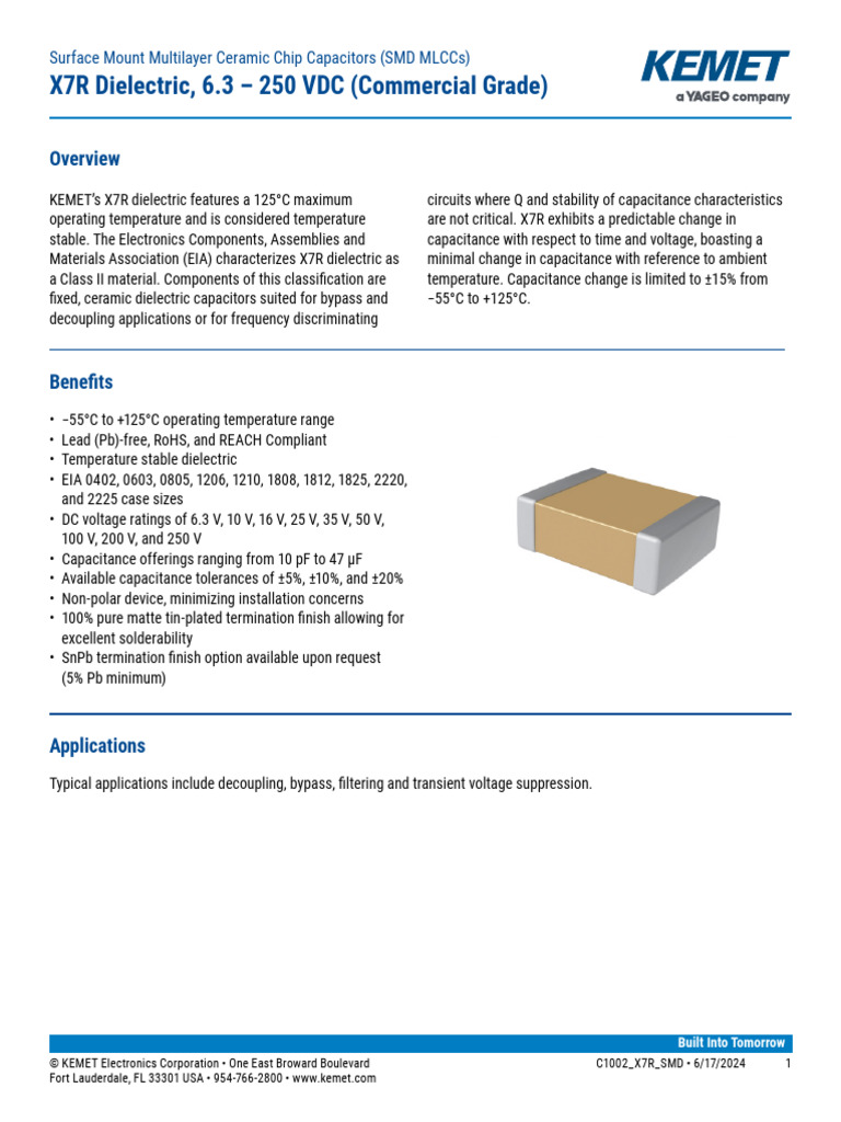 Kem C1002 X7R SMD-3460360 | PDF | Capacitor | Materials Science