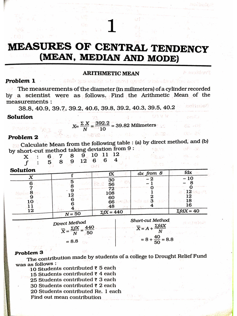 Numerical Bank Unit I Measures of Central Tendency | PDF
