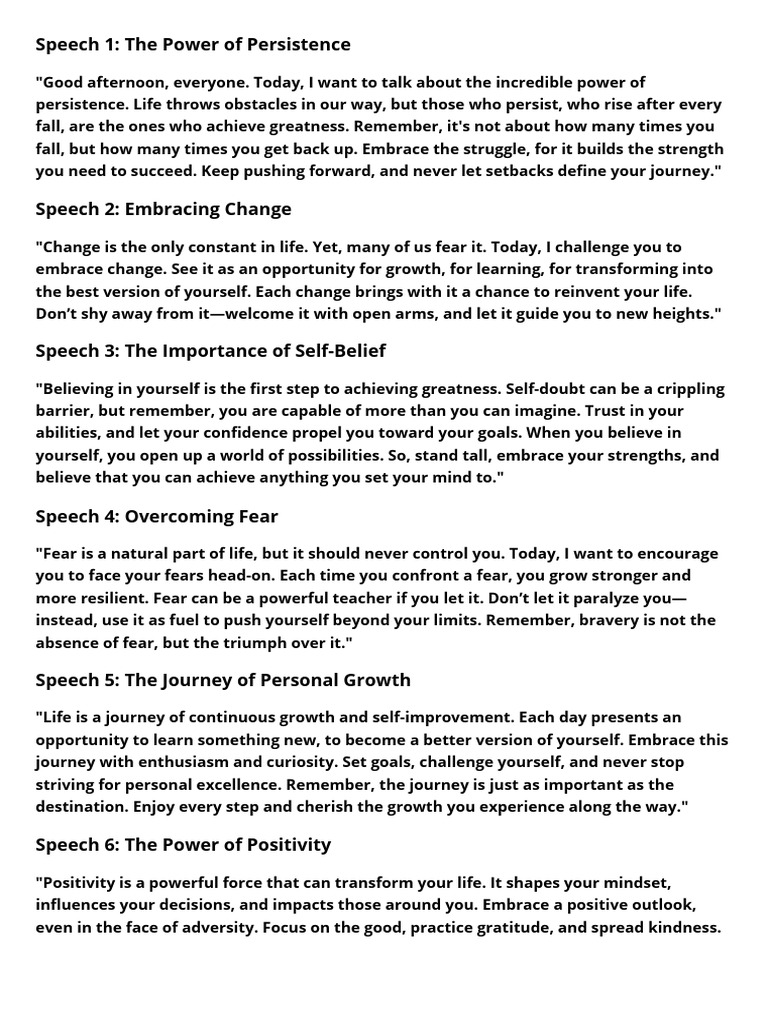 Speech 1 The Power of Persistence | PDF | Psychological Resilience ...
